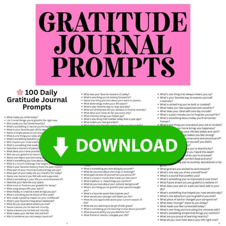 Gratitude Journal Prompts: 30 Day Gratitude Challenge